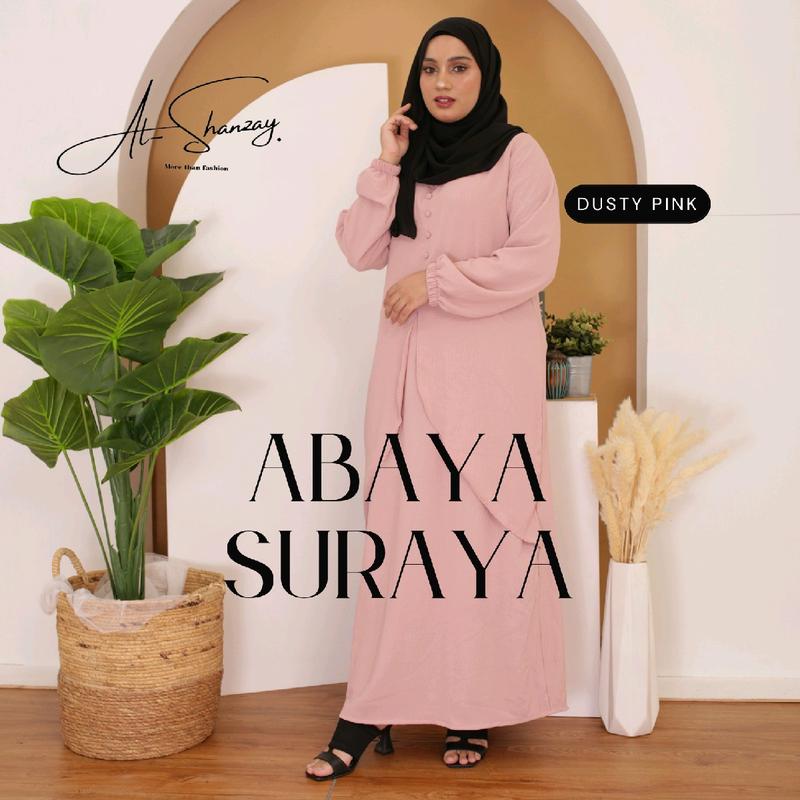 Abaya Wanita Suraya CEY Crepe Ironless Loose Fit Plus Size Dress - TikTok Shop Malaysia