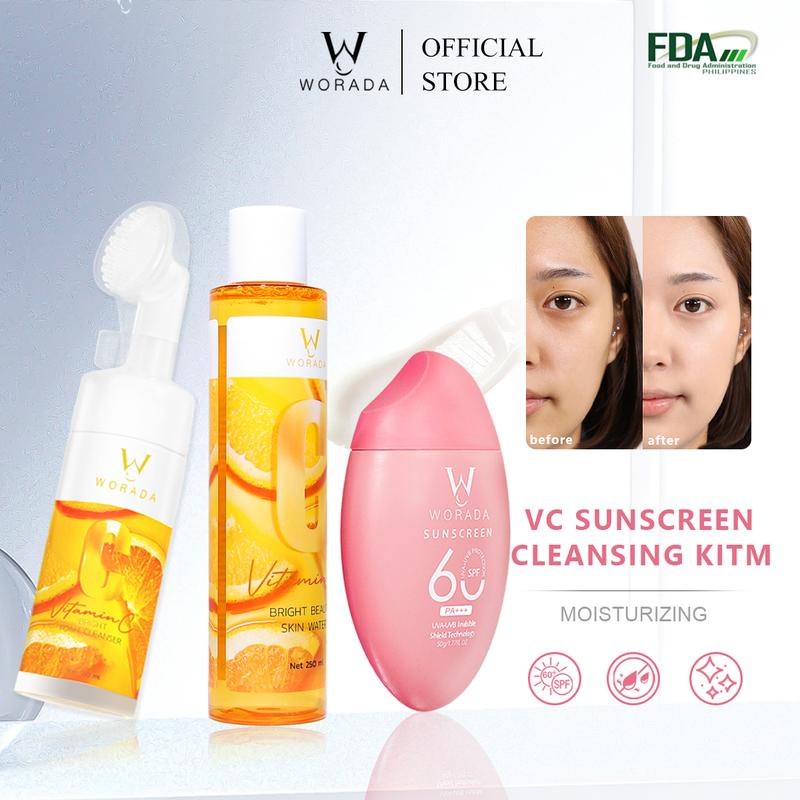 WORADA Skin Care Set SPF60+++3IN1 Sunscreen Whitening Cream - TikTok ...