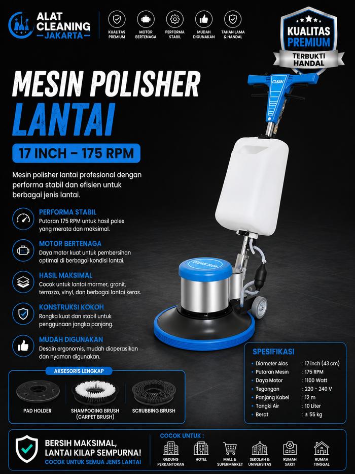 Jual Mesin Polisher Lantai 17 inch 175 Rpm ( garansi 1 Tahun ) - Kota ...