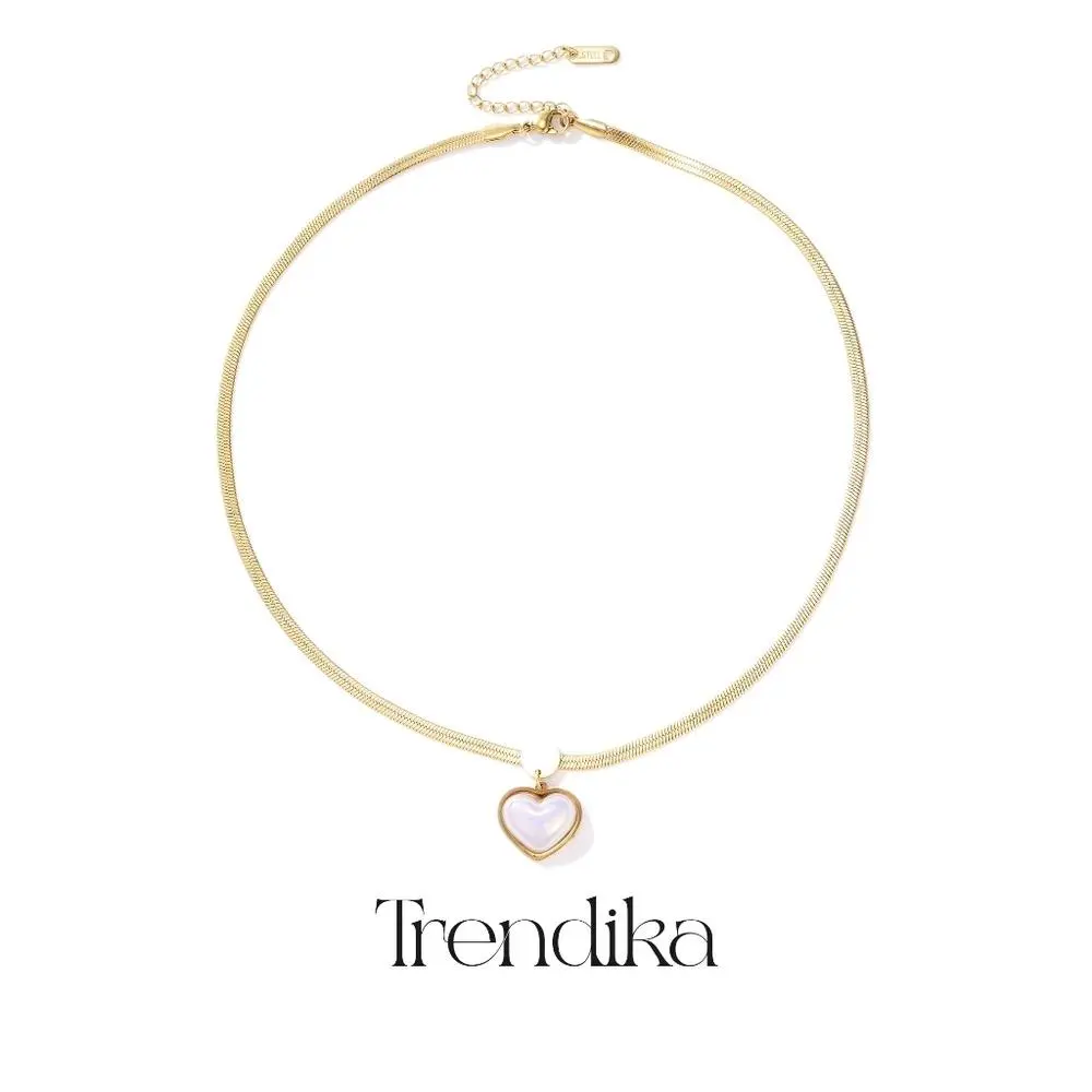 Trendika KOL Kalung liontin hati putih kalung untuk wanita kalung emas ...