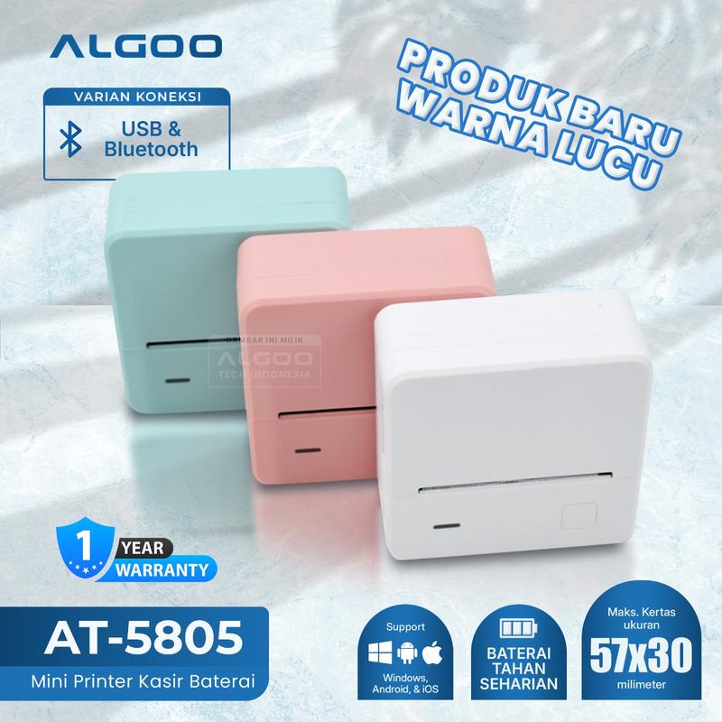 ALGOO AT-5805 Printer Struk Nota Thermal Bluetooth Tanpa Tinta - Shop ...