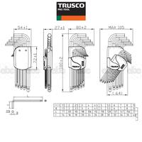 Jual TRUSCO Ball Point Hexagonal Bar Wrench Set 1.5-10mm Standard Type ...