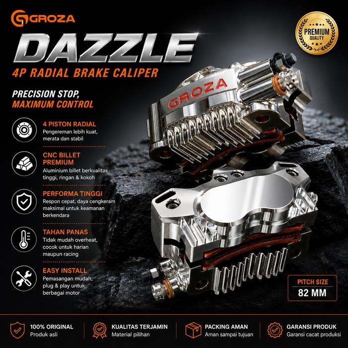 Promo KALIPER GROZA DAZZLE RADIAL 4 PISTON PITCH 82MM KALIPER BILLET ...