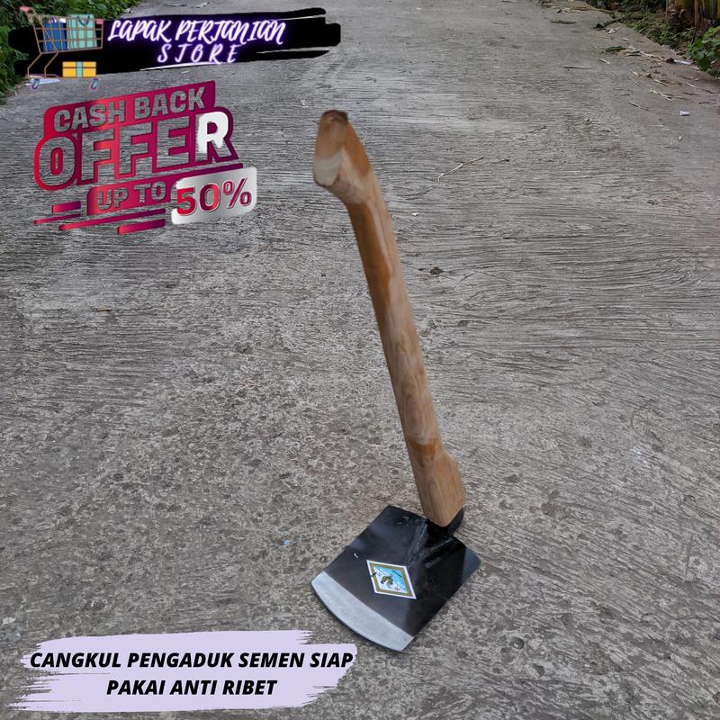 Cangkul Siap Pakai Murah Ukuran Sedang Gagang Kayu Pengaduk Semen ...