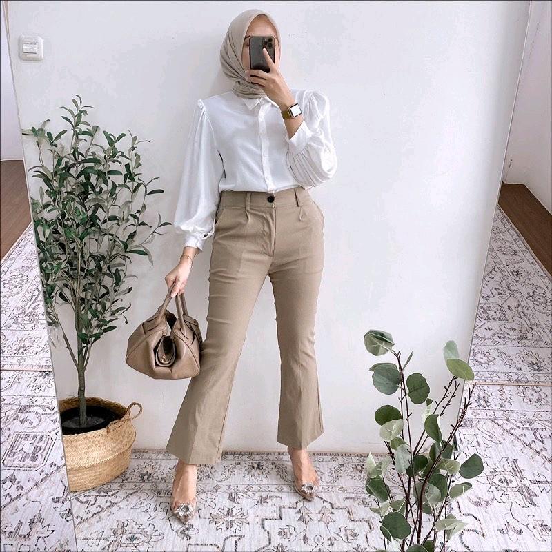 CUTBRAY BASIC PANTS RESLETING - Celana Cutbray Wanita Katun Combed ...
