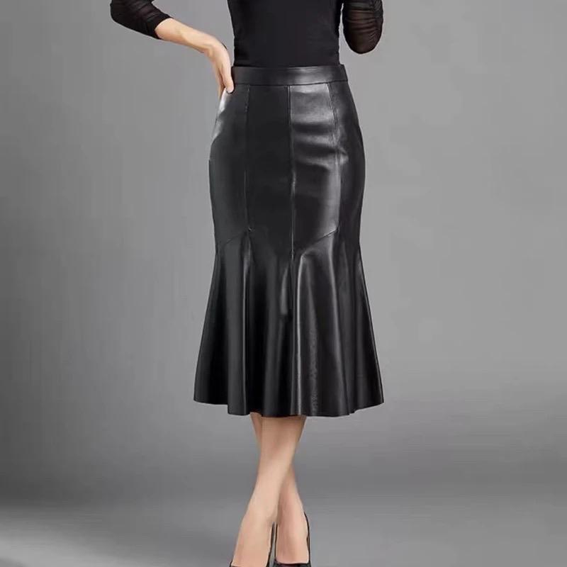 Rok Kulit Model Fishtail Highwaist Elegant / Leather Skirt Fishtail ...