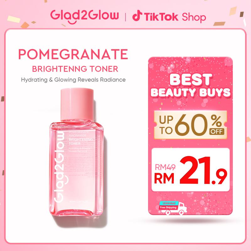 Glad2Glow Pomegranate Niacinamide Brightening Toner 80mL Reveals ...