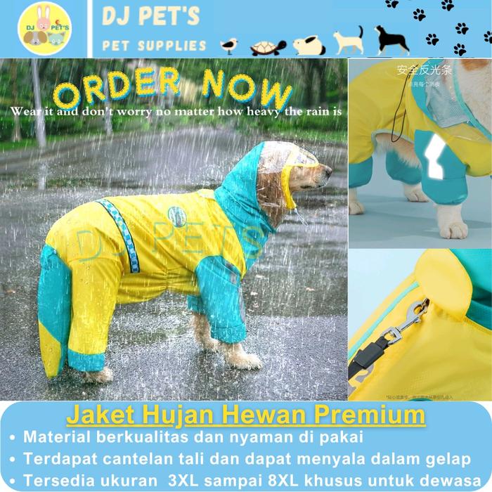 Jual jaket jas hujan anjing dan kucing hewan premium waterproof dog ...