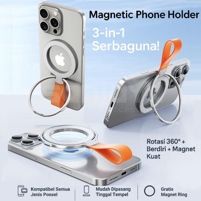 Promo Magnetic Phone Holder Rotasi 360° + Berdiri + Magnet Kuat ...
