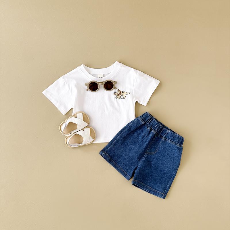 Summer Children Outing Clothes Baby Boy Girl Dinosaur Patch Short ...