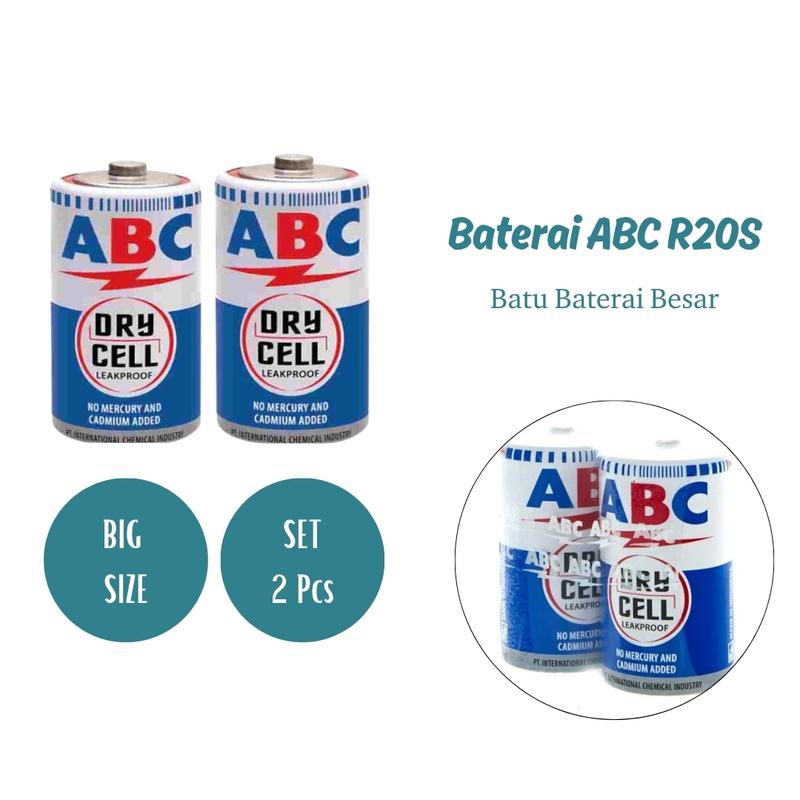 ABC Batu Baterai Besar Biru Dry Cell R20 S (Isi 2 Buah) - Shop | Tokopedia