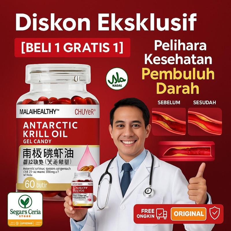 Beli 2 gratis 3 Original Import Minyak Krill Antartika/Kapsul Suplemen ...