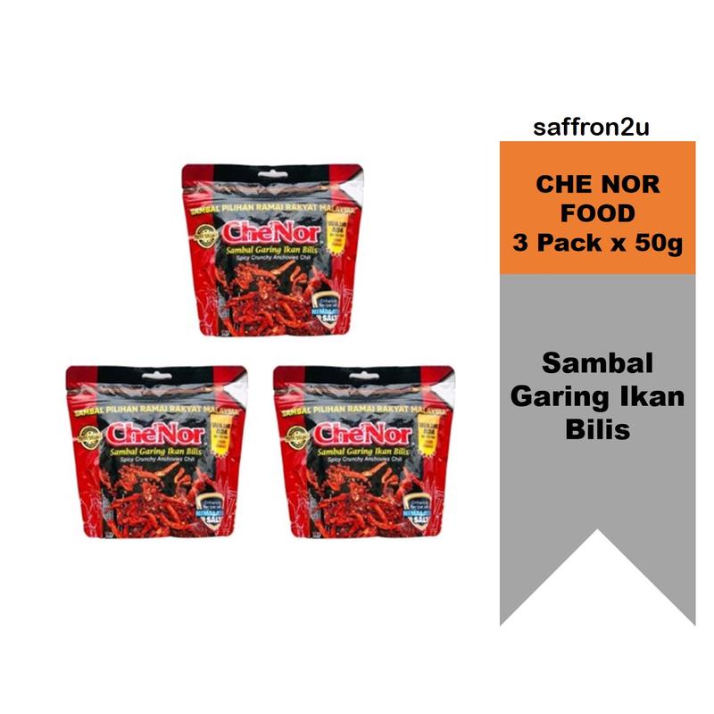Sambal Garing Ikan Bilis Che Nor 3 Pack x 50g - TikTok Shop Malaysia