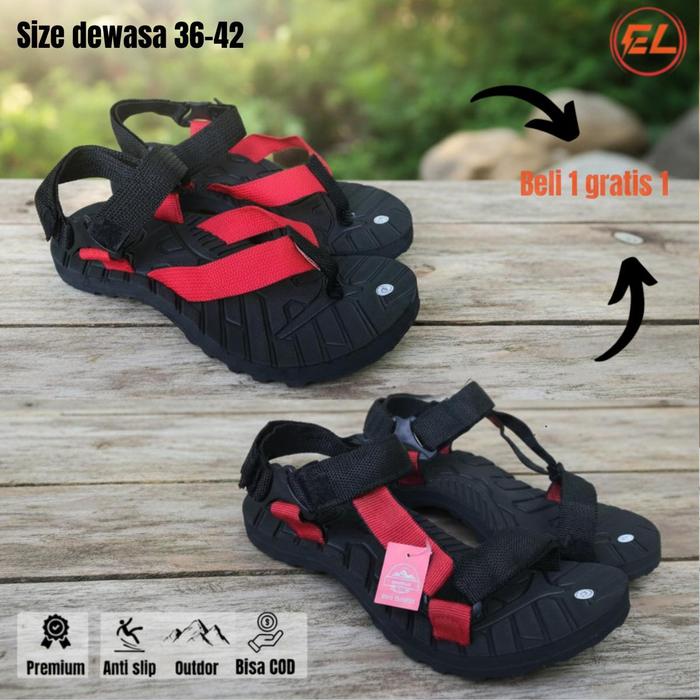Promo buy 1 get 1 dewasa size 36-42 . Sandal talincang gunung merah ...
