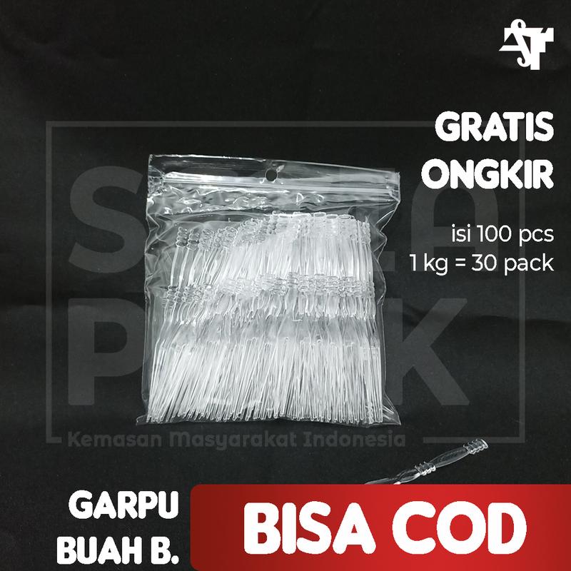 Garpu Tusuk Buah Plastik Bening Mini Kecil 100pcs Murah Higienis - Shop ...