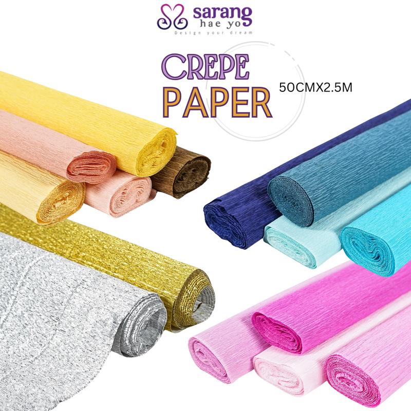 50cm*250cm Crepe Paper Roll Flower Wrapping Paper Pembalut Polyfoam ...