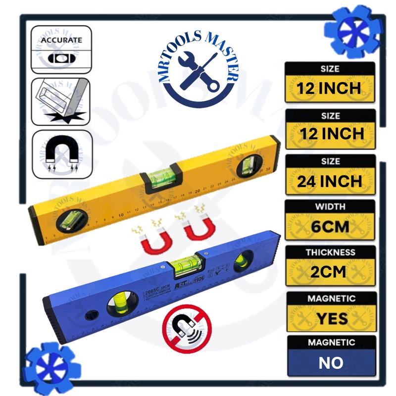 Magnetic Spirit Level Water Level Ruler Measuring Tool / Pengukur ...