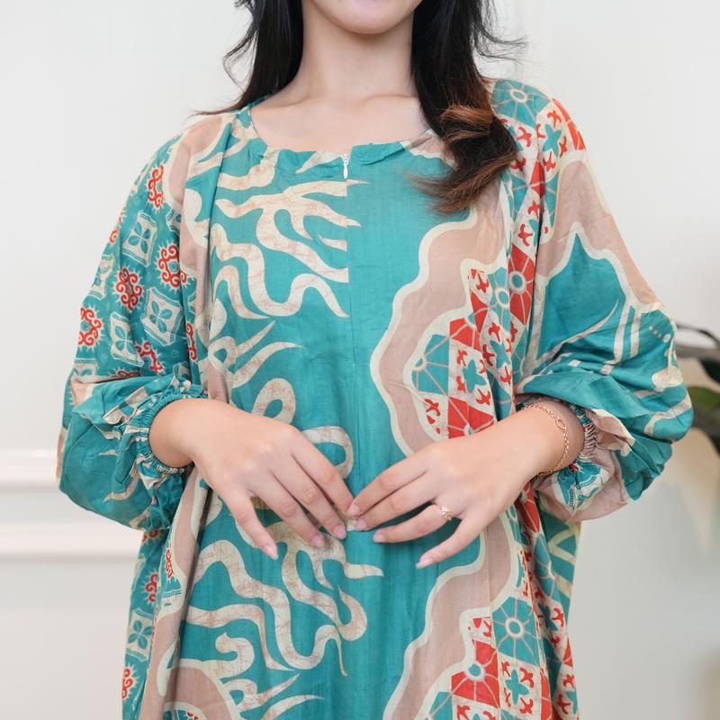 Grosir Daster Putri Kaftan Batik Kawung Rayon Premium Busui Resleting ...