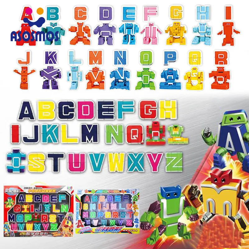 26pcs English Letters Robot Alphabet Transforming Robot Toy Figure ...