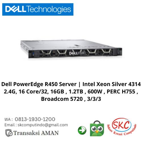 Jual Dell PowerEdge R450 Server Intel Xeon Silver 4314 2.4G 16 Core 32 ...