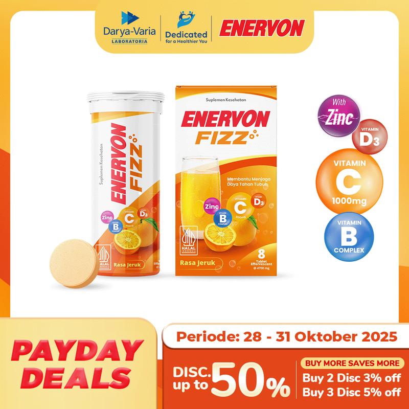 Enervon Fizz Tablet Effervescent (1 Tube x 8 Tablet) - Suplemen ...