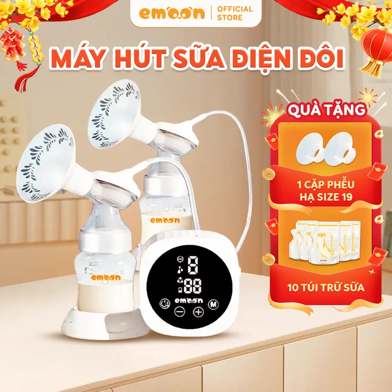 Máy Hút Sữa Điện Đôi EMOON Có Phễu Silicon Cao Cấp Giúp Hút Kiệt ...