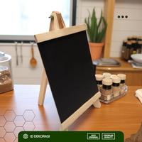 Jual ID DEKORASI Papan Tulis Mini Kapur Kayu dengan Kaki Hitam Standing ...