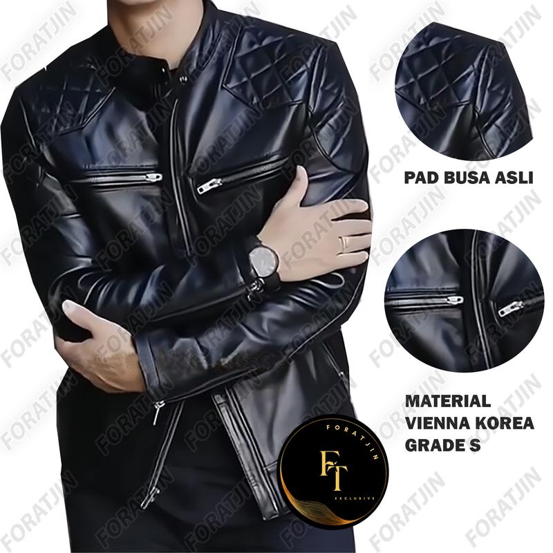 Foratjin- Jaket Kulit Garut Pria Beckham Touring Motor Material Vienna ...