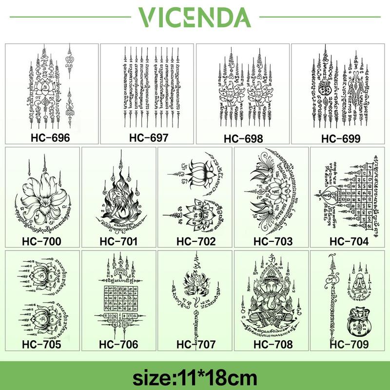 VICENDA Thai Sak Yant Tattoo Sticker Belakang Lengan Bahu Sementara ...