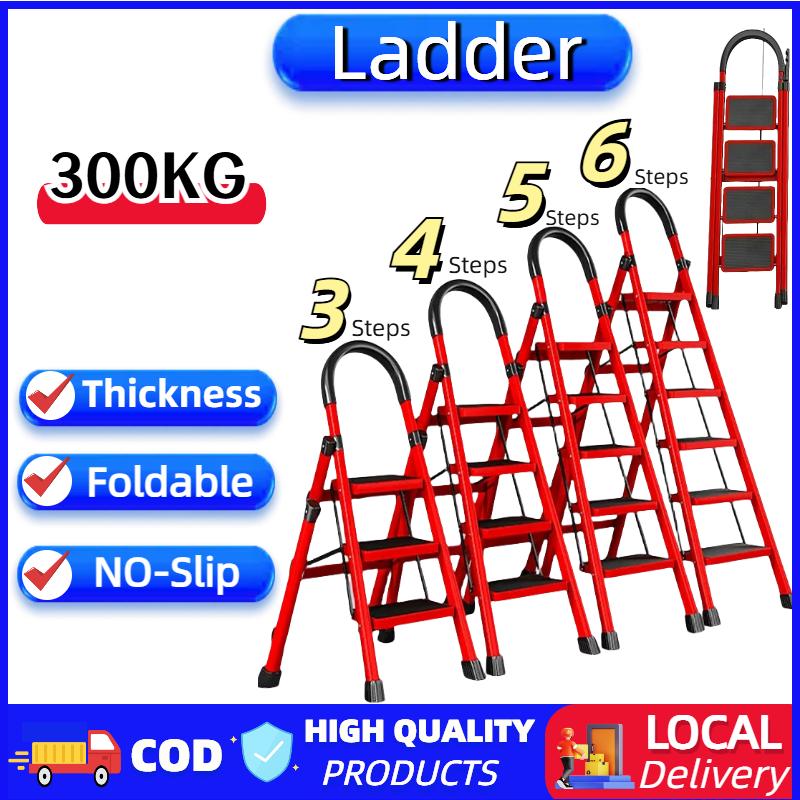 3/4 Steps Red Ladder Household Folding Multifunctional Thickened ...