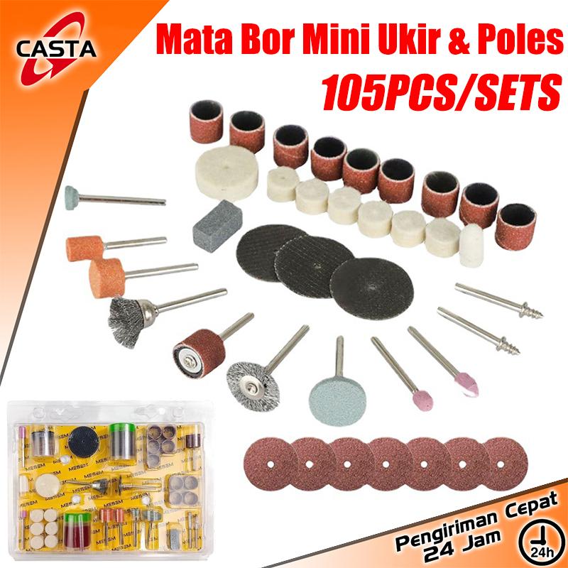 CASTA 105PCS Set Mata Bor Mini Dremel Tuner Kit Aksesoris Gerinda Mini ...