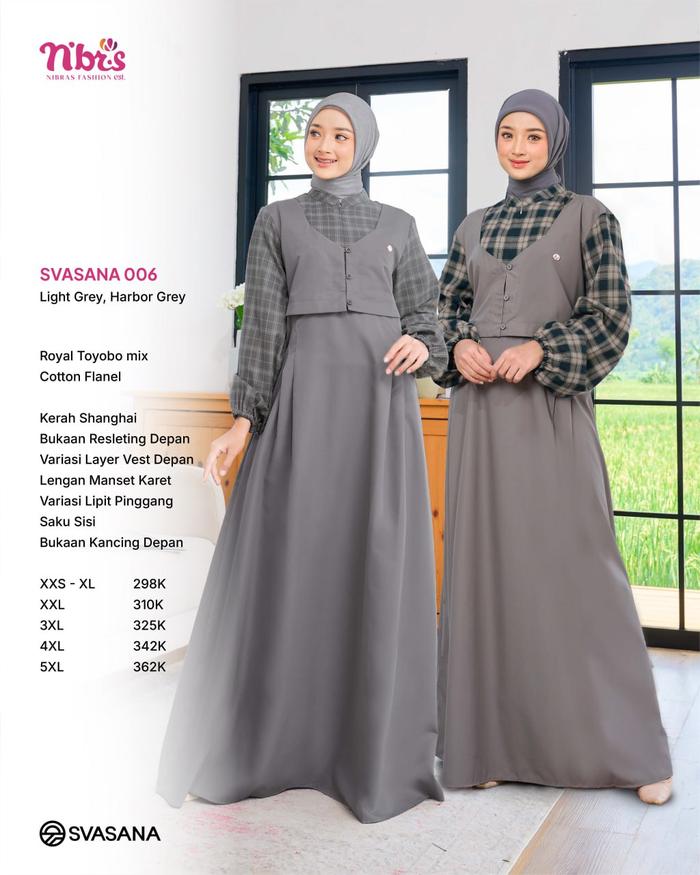 Jual Nibras Gamis Svasana 006 Bahan Royal Toyobo mix Cotton Flanel ...