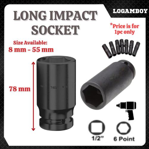DEEP IMPACT SOCKET 1/2" 8mm-55mm LONG SOCKET PANJANG WRENCH BUKA ...