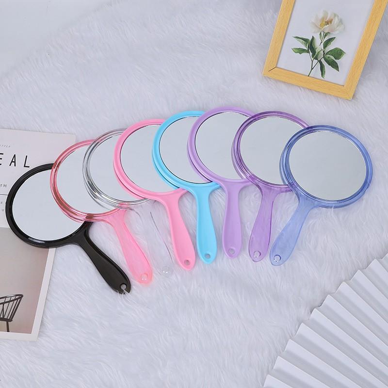 Creative and cute round hand-held mirror, plastic double-sided - TikTok ...