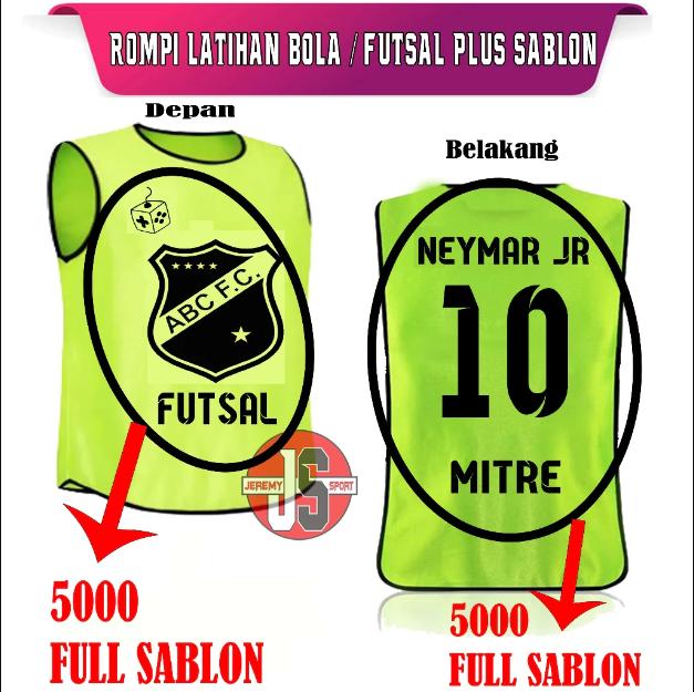 Rompi Bola - Rompi Futsal UK L Plus Custom Sablon 1 Warna - Shop ...