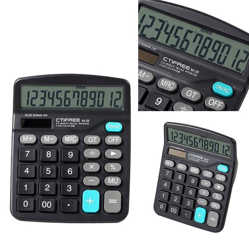 MetaSquare 12-Digit Display Solar Battery Basic Calculator Dual ...