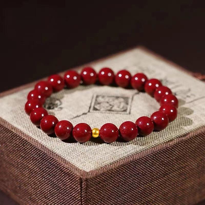 Luck Bracelet - Traditional Zhu Sha Beads Hypoallergenic Gold-Plated ...