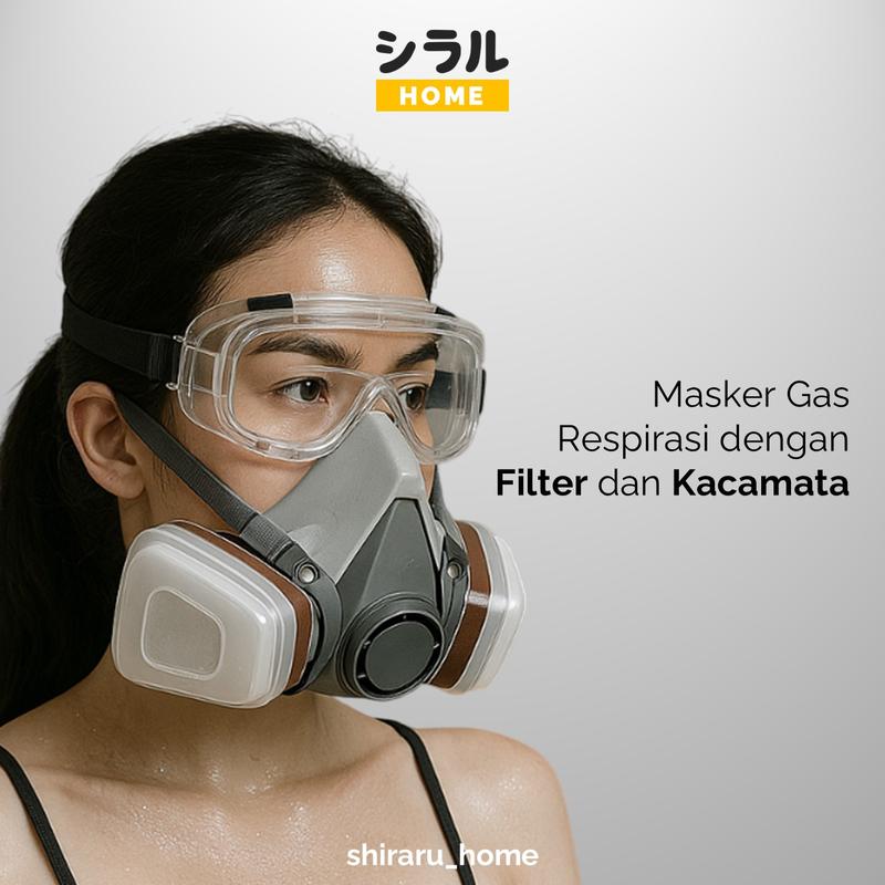 Masker Gas Respirator Kacamata Udara Cat Debu Industrial Mask Goggle ...