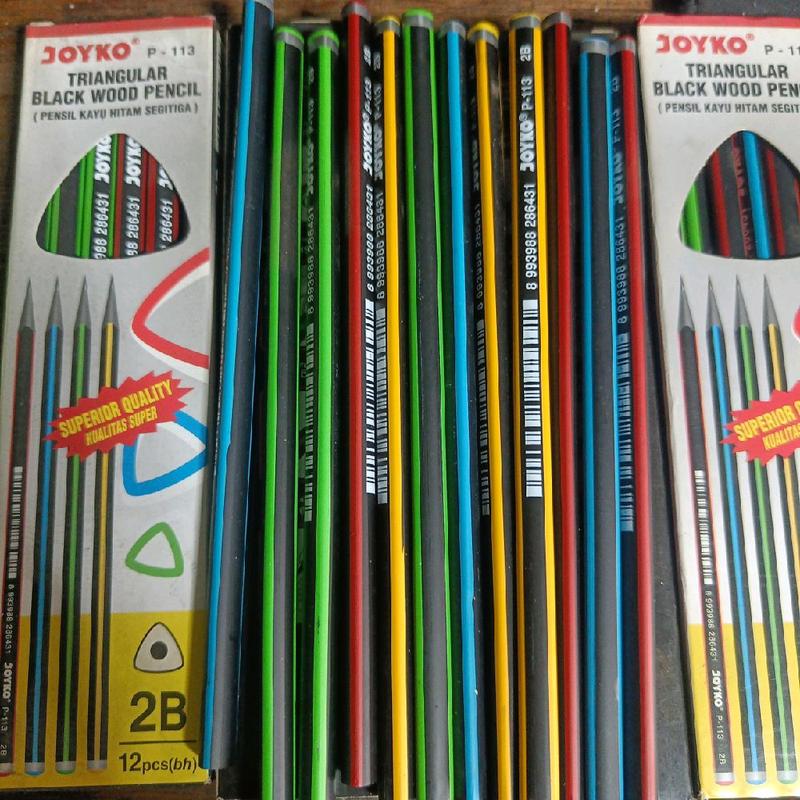 pensil kayu segitiga hitam joyko - Shop | Tokopedia