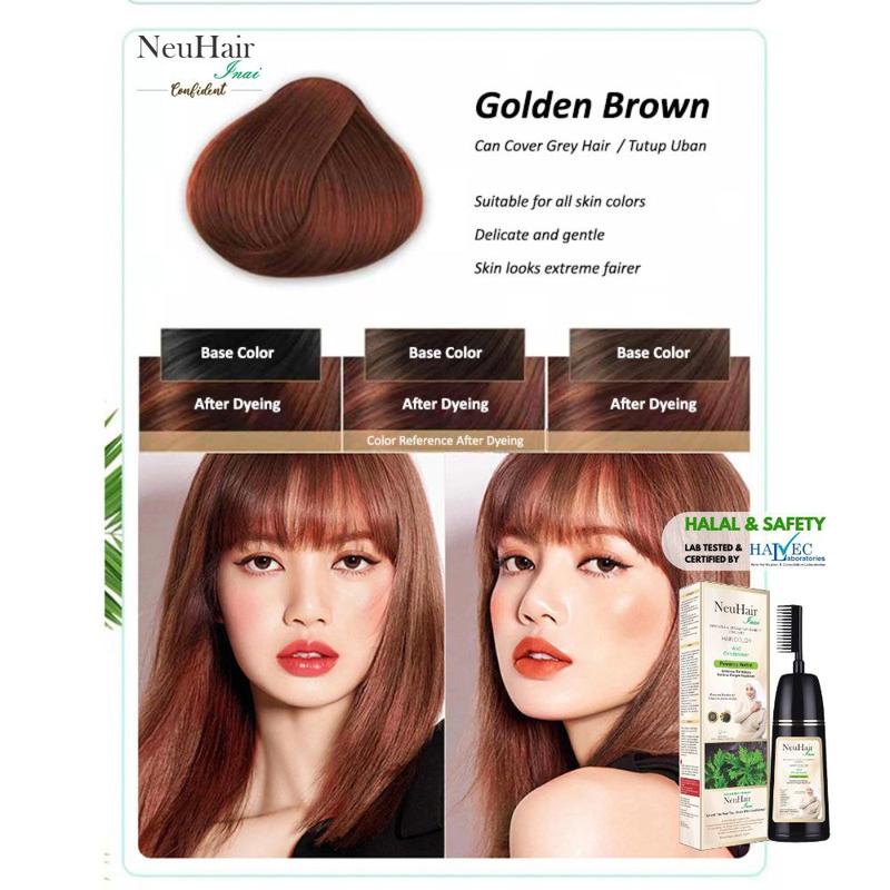 Golden Brown 400ML Herbal NeuHair Inai Pewarna Rambut Hair Dye - TikTok ...