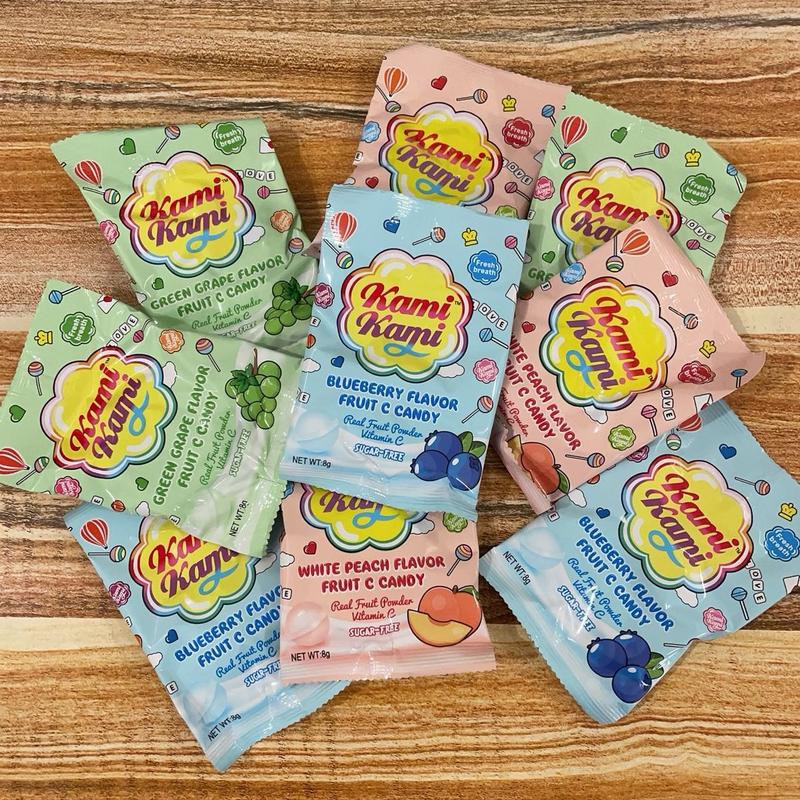 KAMI KAMI FRUI C CANDY LOLLIPOP 8G X 10PCS / GREEN GRAPE/BLUEBERRY ...