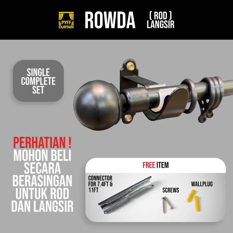 PYFF CURTAIN | ROWDA Rod Langsir Single , kayu langsir alluminium ...