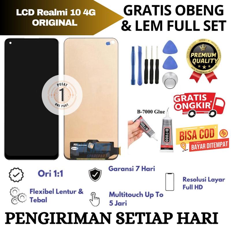 Lcd touchscreen Realmi 10 4G FullSet Gratis obeng dan Lem / Lcd ...