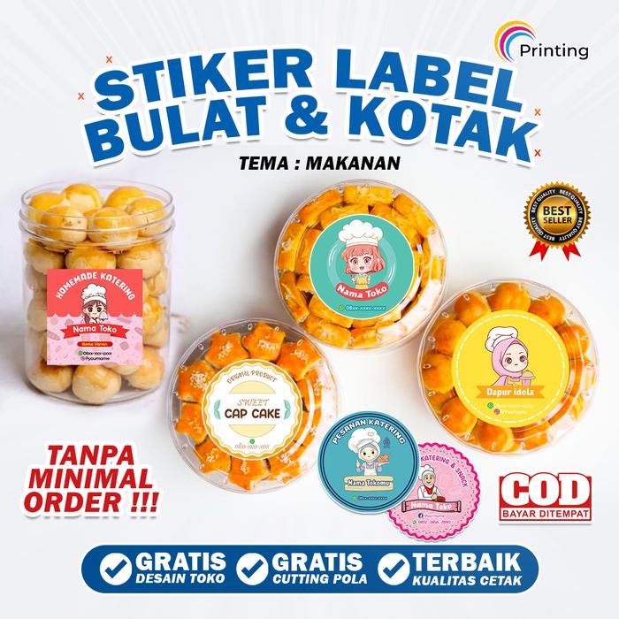 Promo [1HARI JADI] CETAK STIKER JUALAN MAKANAN KUE KERING JAJANAN ...