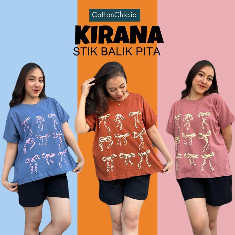 KAOS ATASAN PITA KECIL OVERSIZE WANITA LENGAN PENDEK STIK BALIK - Shop ...