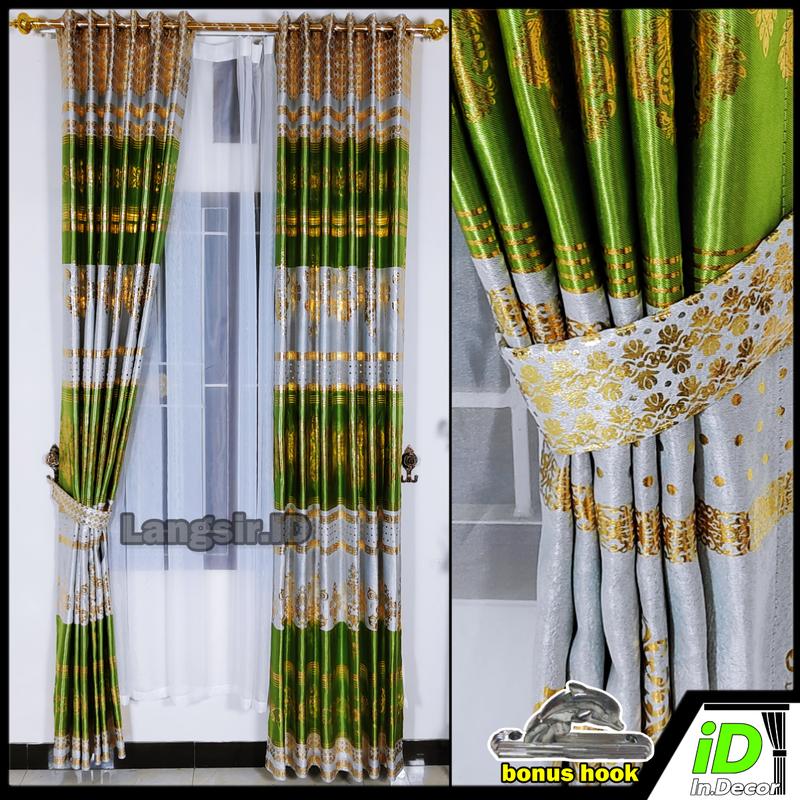 Gorden Minimalis Ruangtamu Aesthetic Motif Batik Printing warna Coklat ...