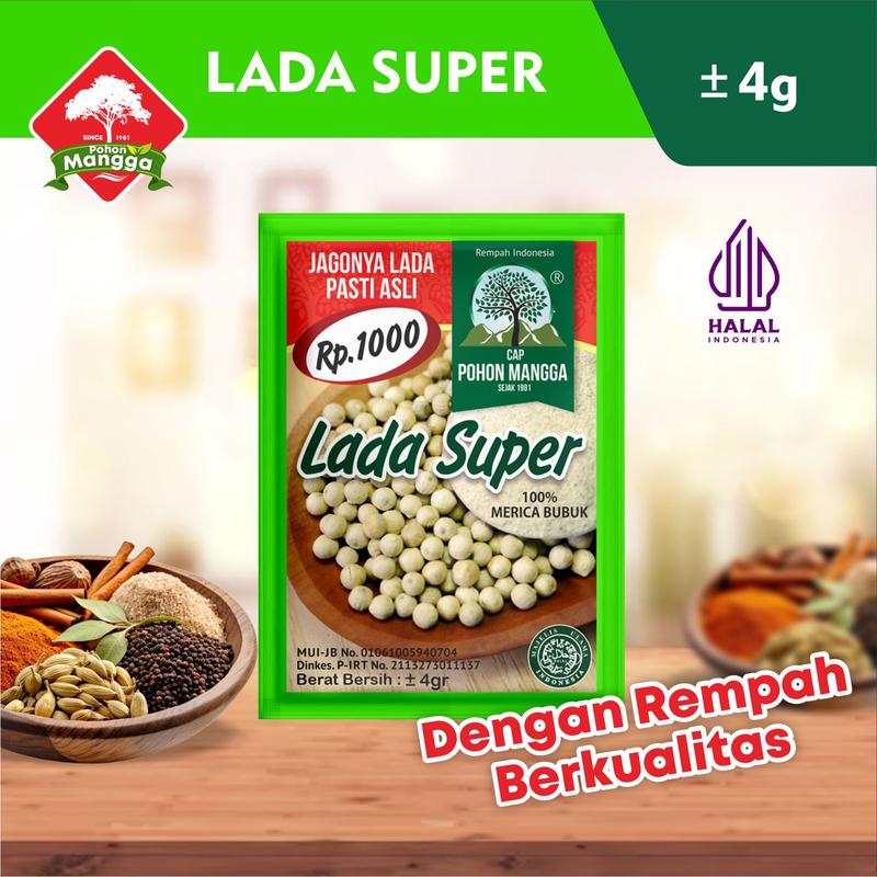 (1 Renceng/ 12 Sachet) Lada Super Cap Pohon Mangga 4gr Spice - Shop ...