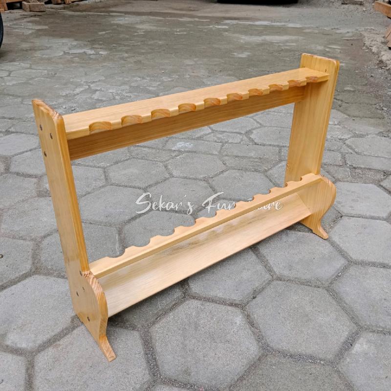 Rak joran portable 10lubang / rak joran kayu pinus jati belanda - Shop ...