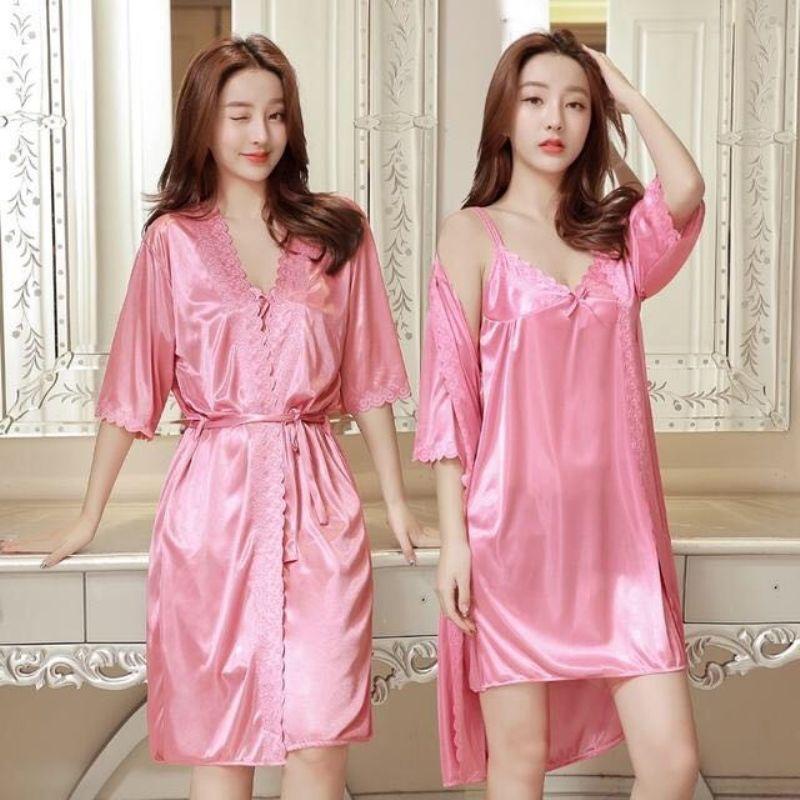 Piyama Wanita, Pakaian Rumah Wanita Musim Panas, Bahan Sutera Ais, Baju ...