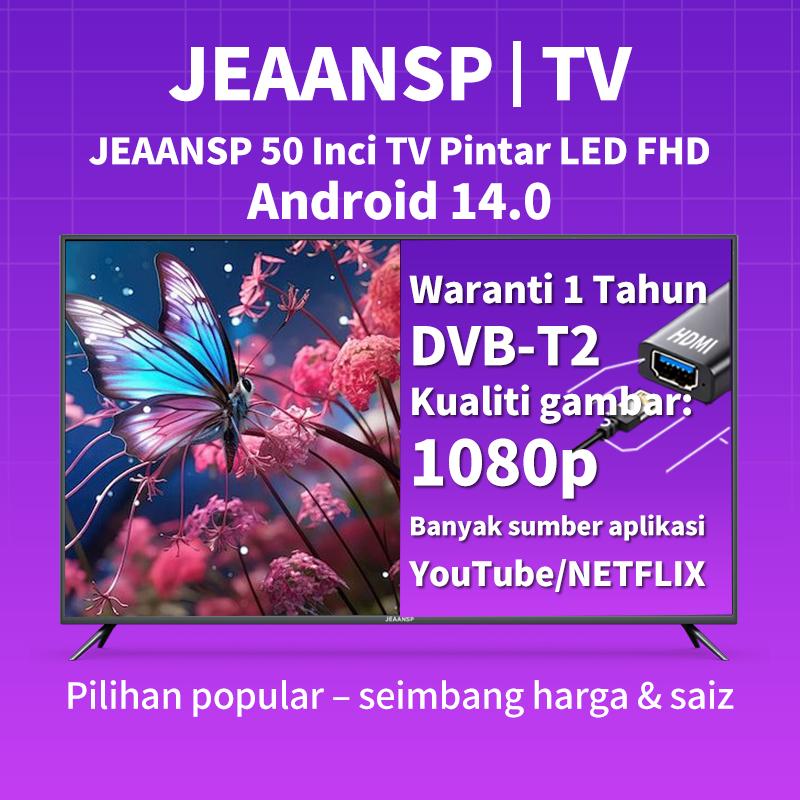 JEAANSP TV Pintar 50" LED FHD Android 14.0 DVB-T2 MYTV HDMI USB ...